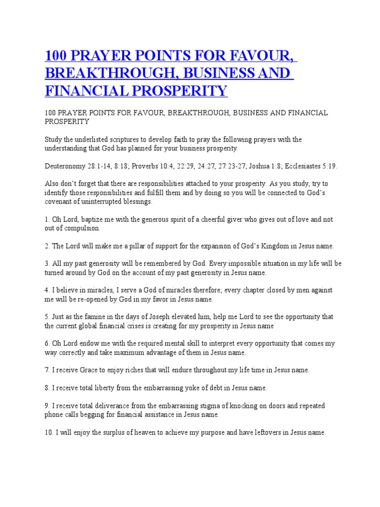 100 Prayer Points For Favour 2 | PDF | Jesus | Shadrach, Meshach, And ...