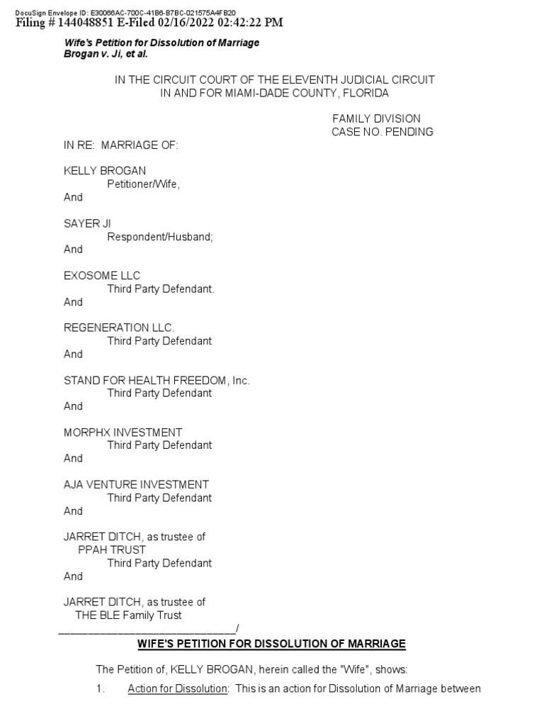 Kelly Brogan v. Sayer Ji 2022 Divorce Proceedings (Ongoing) - Key Court ...