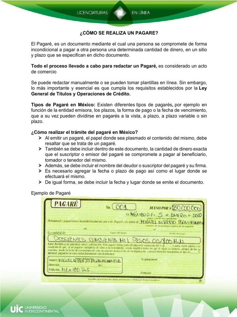 Como Se Realiza Un Pagaré | PDF | Bancos | Pagos