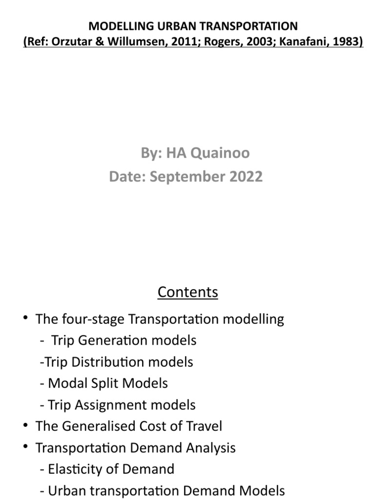 Modelling Urban Transportation Demand | PDF | Elasticity (Economics ...