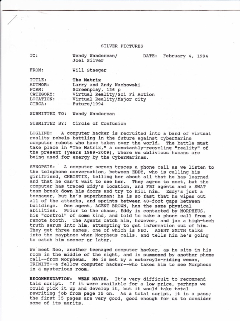 The Matrix - Synopsis | PDF