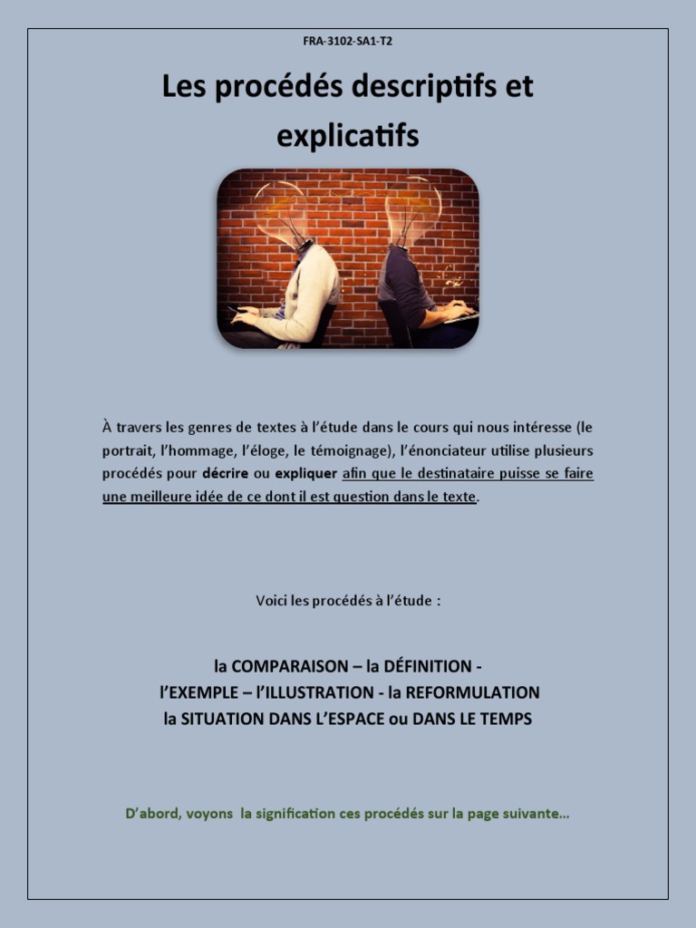 3102-Les Procédés Descriptifs Et Explicatifs-S | PDF | Études des langues étrangères | Méthodes ...