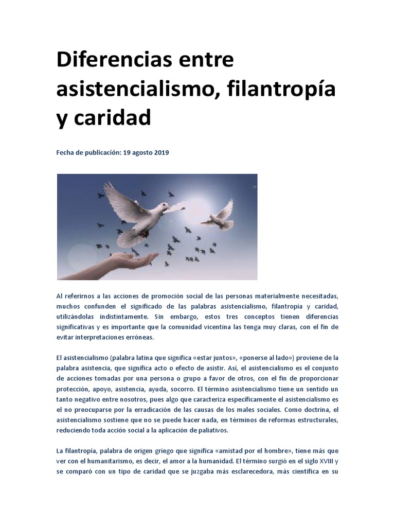 Diferencias entre caridad, filantropía y asistencialismo | PDF | Amor ...