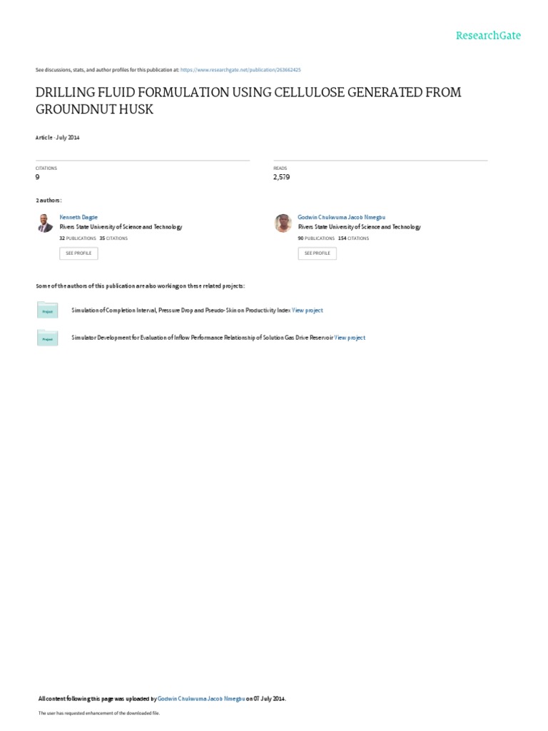 Drilling Fluid Formulation Using Cellulose Generated | PDF | Starch ...