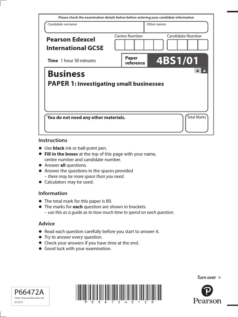 Template - 1a. Paper 1 June 2021 QP 4BS1 - 01 - Que - 20210430 | PDF ...