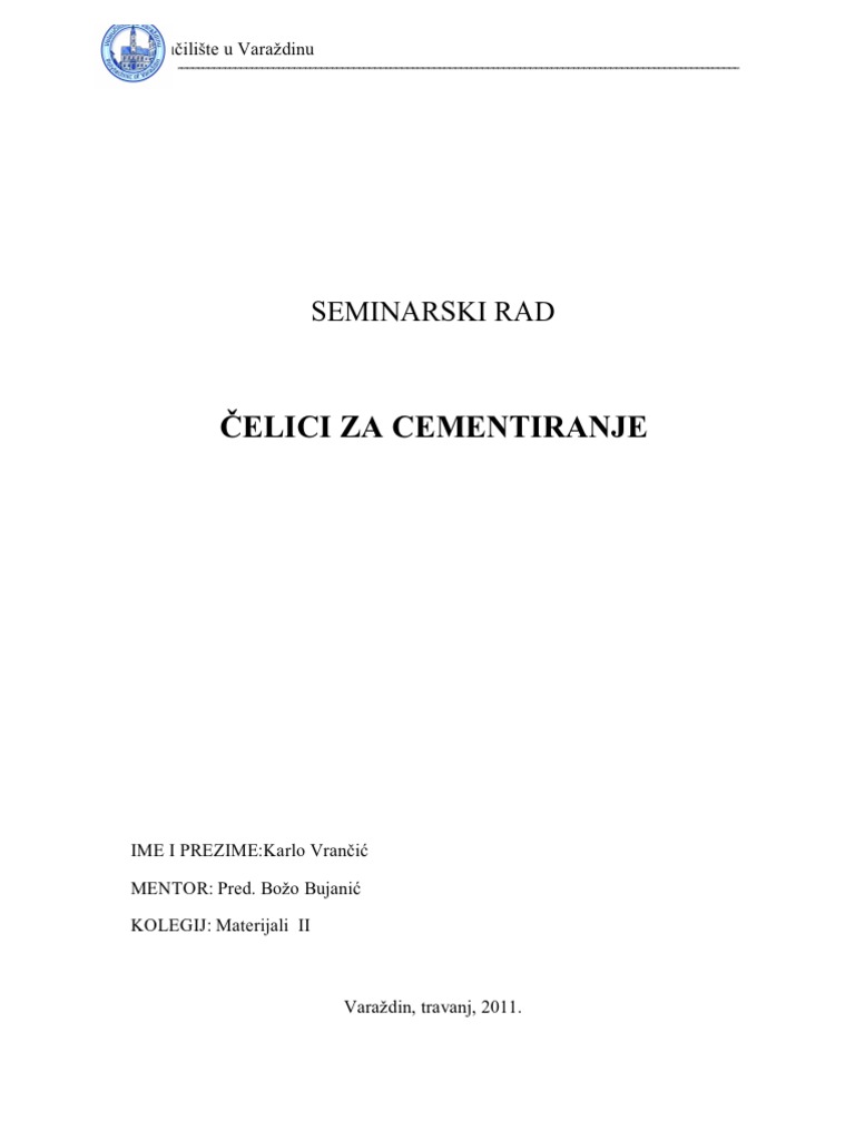 Seminar - Celici Za Cementiranje-Vrancic Karlo | PDF