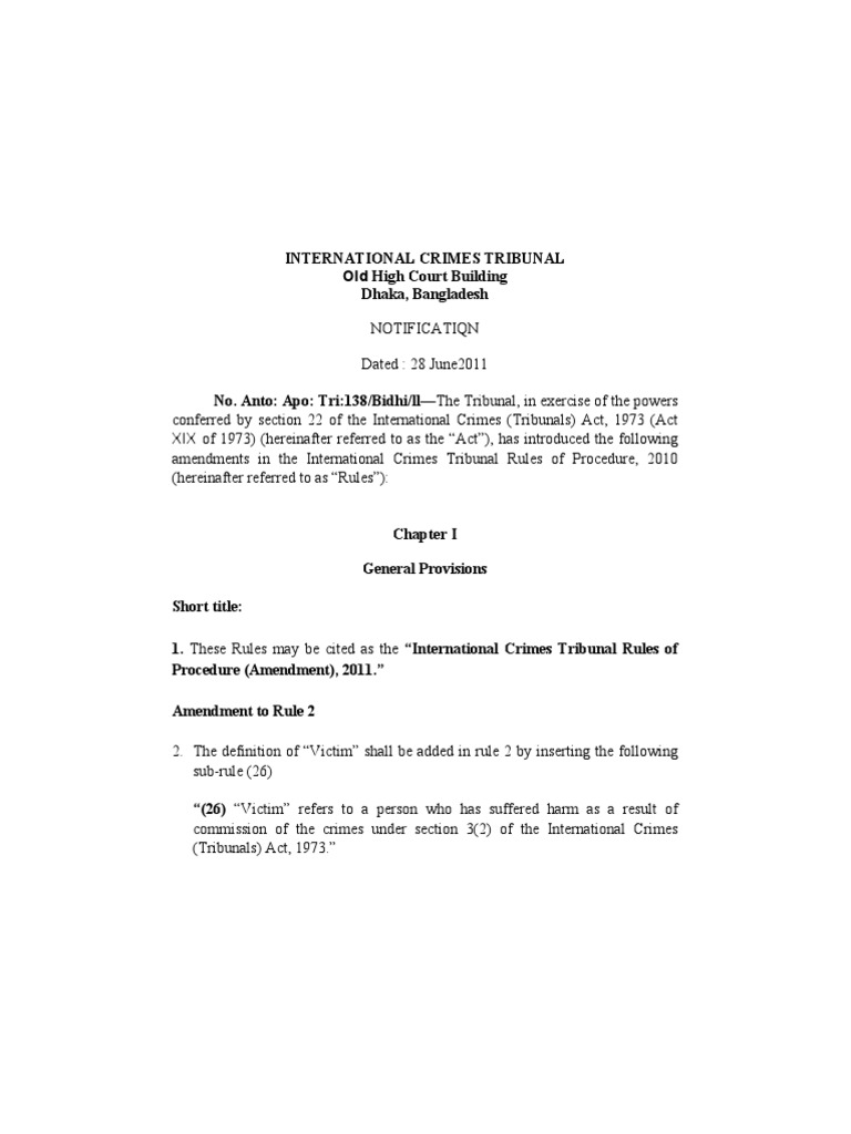 Ict Rules Jun 2011 | PDF | Prosecutor | International Criminal Law