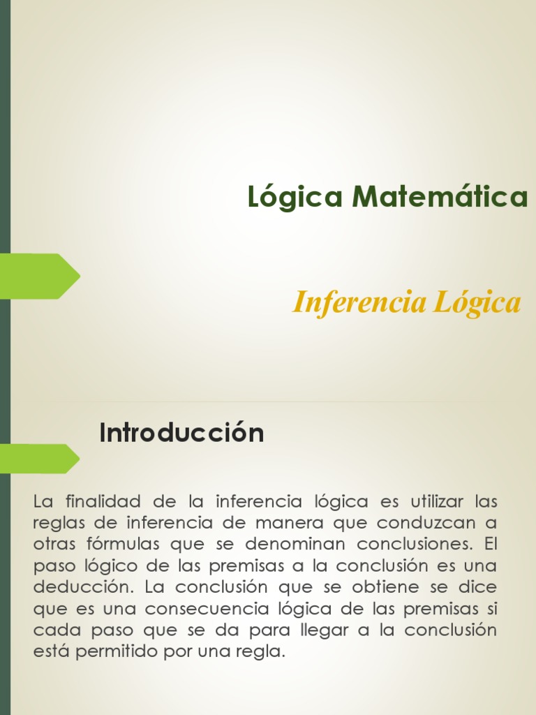 Presentación 5 - Inferencia Lógica | PDF | Expresiones lógicas | Razonamiento deductivo