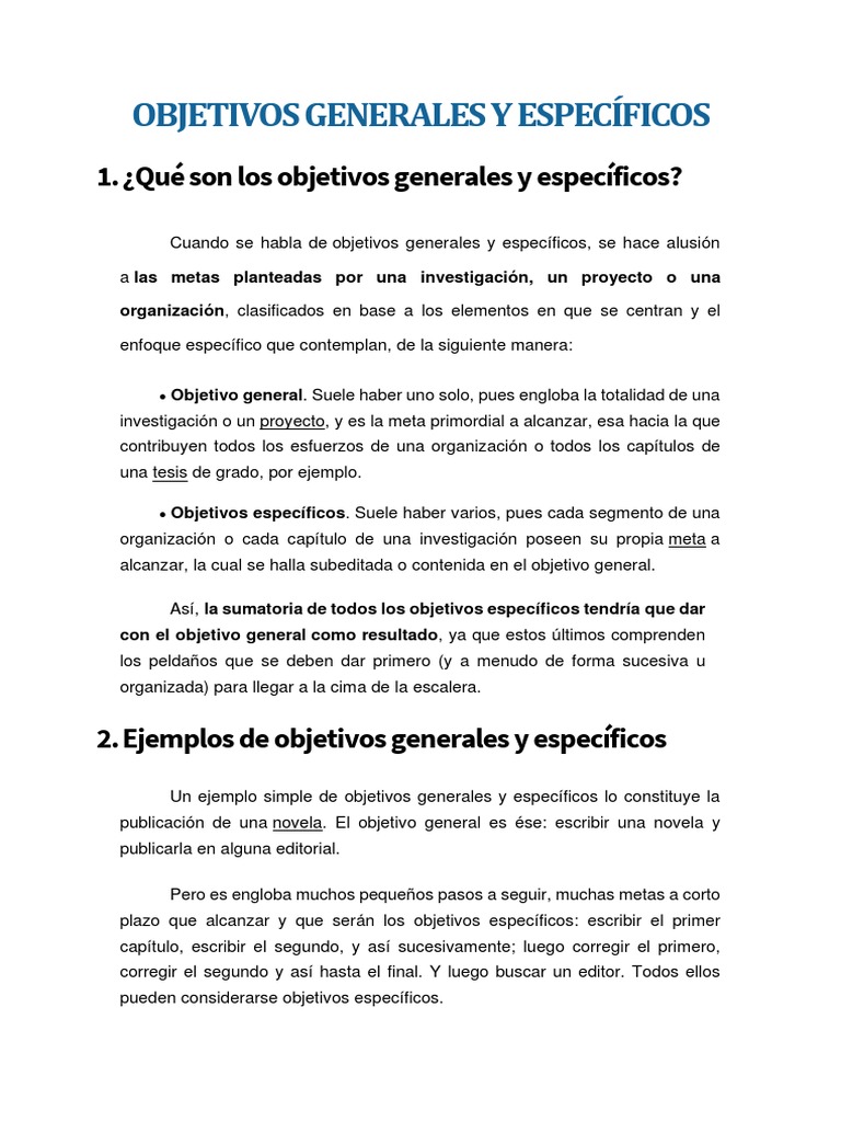 Objetivos Generales y Específicos Explicados | PDF | Planificación