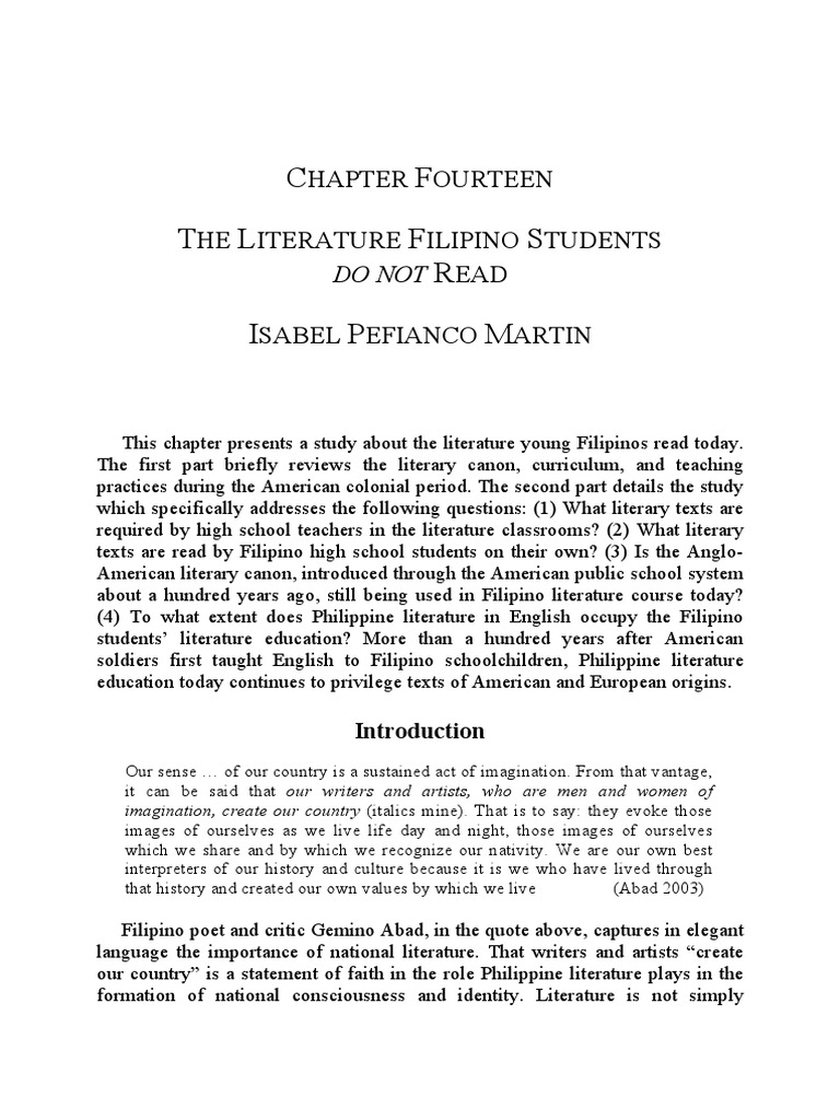 Filipino Students' Literary Choices | PDF | Teachers | Schools