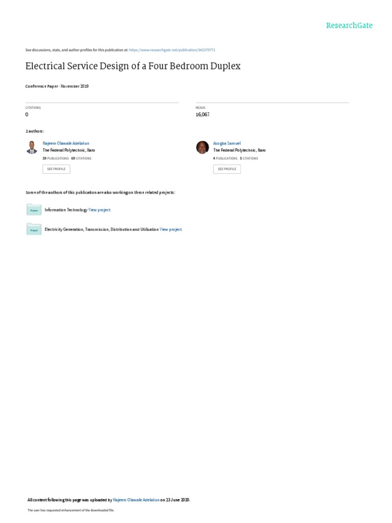 Electrical Service Design and Calculations for a Four Bedroom Duplex ...