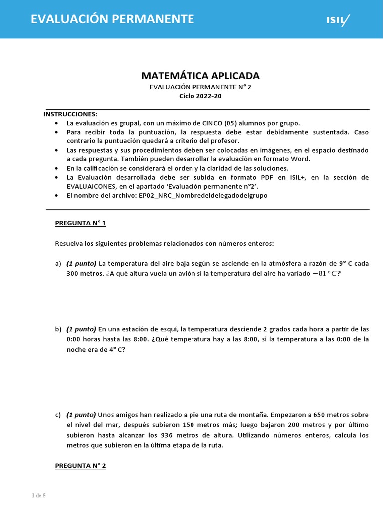 2172 Ep02 Matematica Aplicada 2022-20 | PDF