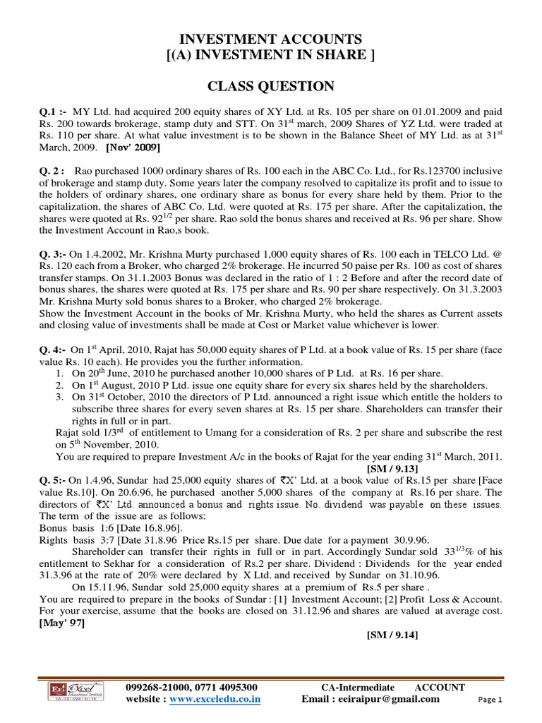 Investment Account New | PDF | Stocks | Dividend