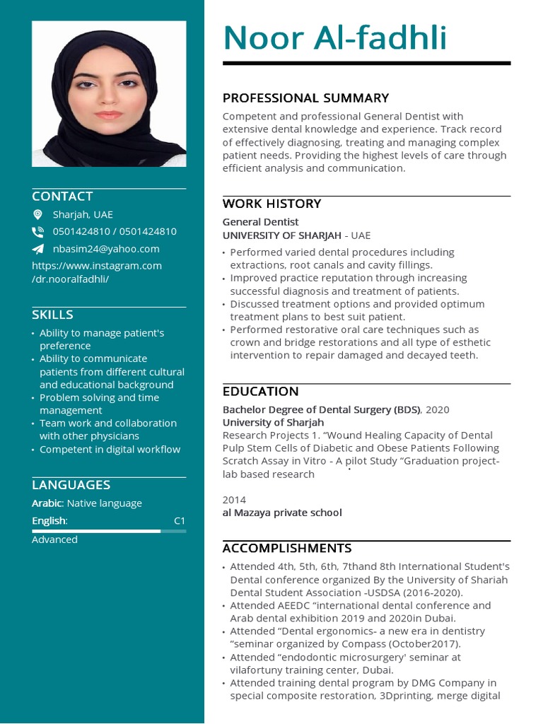 Noor Al-Fadhli CV | PDF | Dentistry | Health Sciences