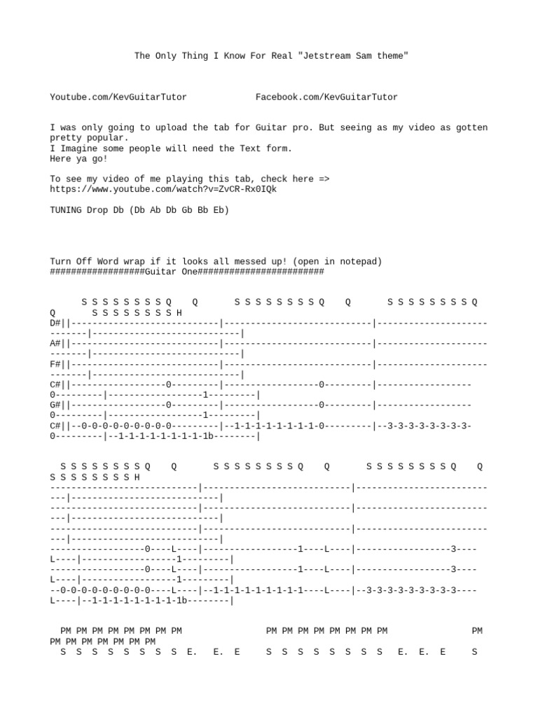 The Only Thing I Know For Real TAB | PDF | Celtic Musical Instruments ...