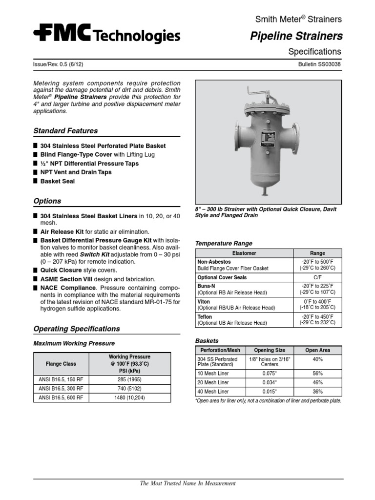 Pipeline Strainer - Specs | Download Free PDF | Mechanical Engineering