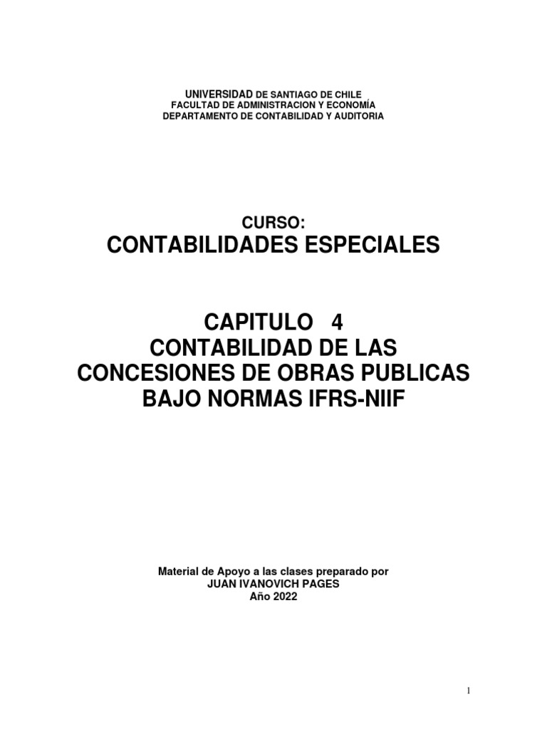 Cap 4 CONTABILIDAD DE CONCESIONES OBRAS PUBLICAS 2022 475824 | PDF | Activo intangible | normas ...