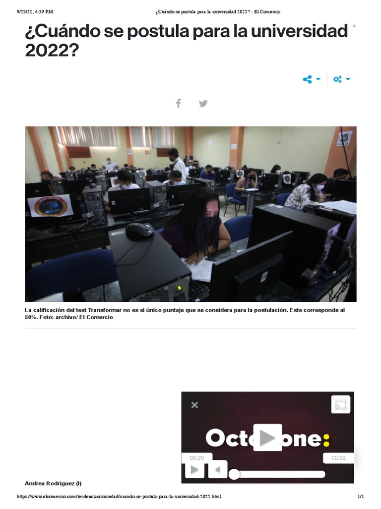 ¿Cuándo Se Postula para La Universidad 2022 - El Comercio | PDF