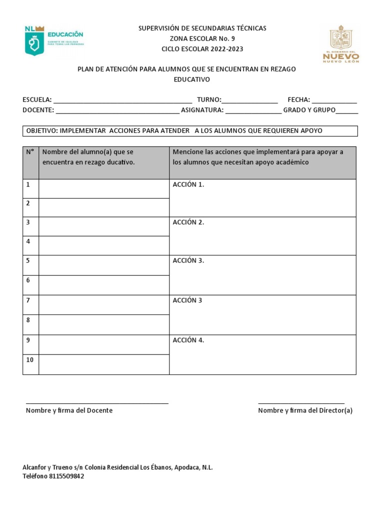 Plan de Atención para Alumnos en Rezago | PDF