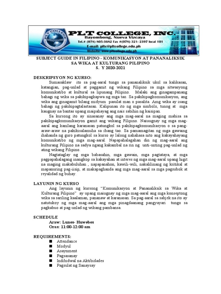 Course Guide in KPWKP | PDF