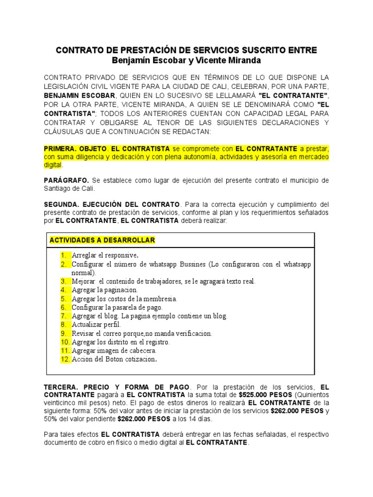 Contrato Por Prestacion de Servicios Ejemplo | PDF | Justicia | Crimen y violencia