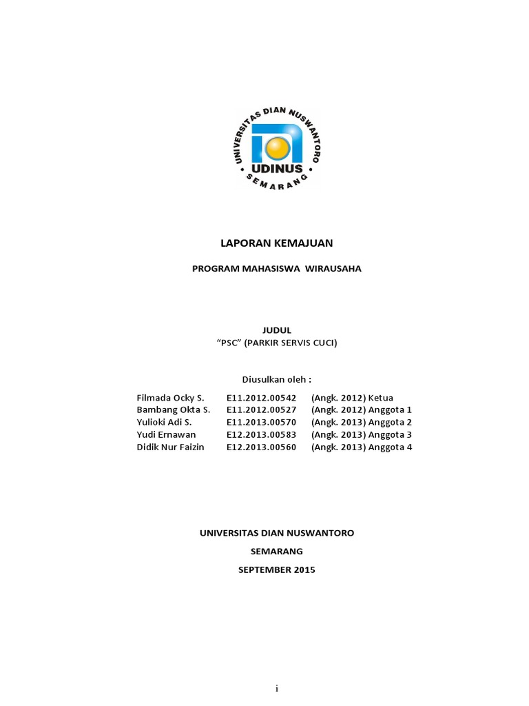 Adoc - Pub - Laporan Kemajuan Program Mahasiswa Wirausaha Judul | PDF Adoc - Pub - Laporan Kemajuan Program Mahasiswa Wirausaha Judul | PDF