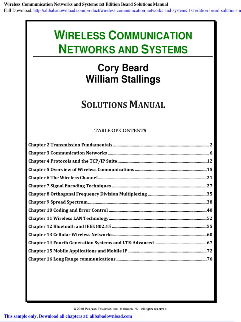 Wireless Communication Networks and Systems 1st Edition Beard Solutions Manual | PDF | Computer ...