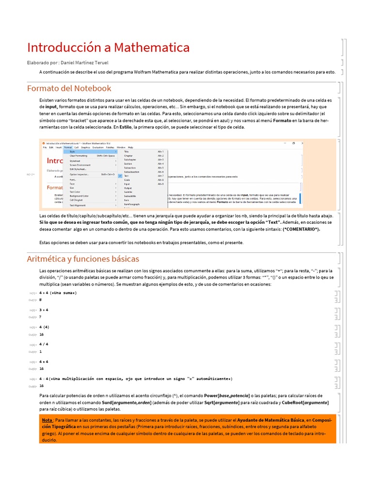 Introducción A Mathematica-V2 | PDF | Pi | Integral