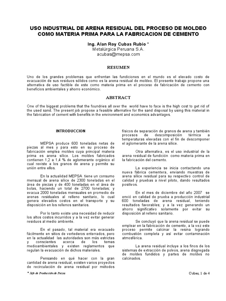 Trabajo de Alan Roy Cubas Rubio | PDF | Cemento | Vertedero