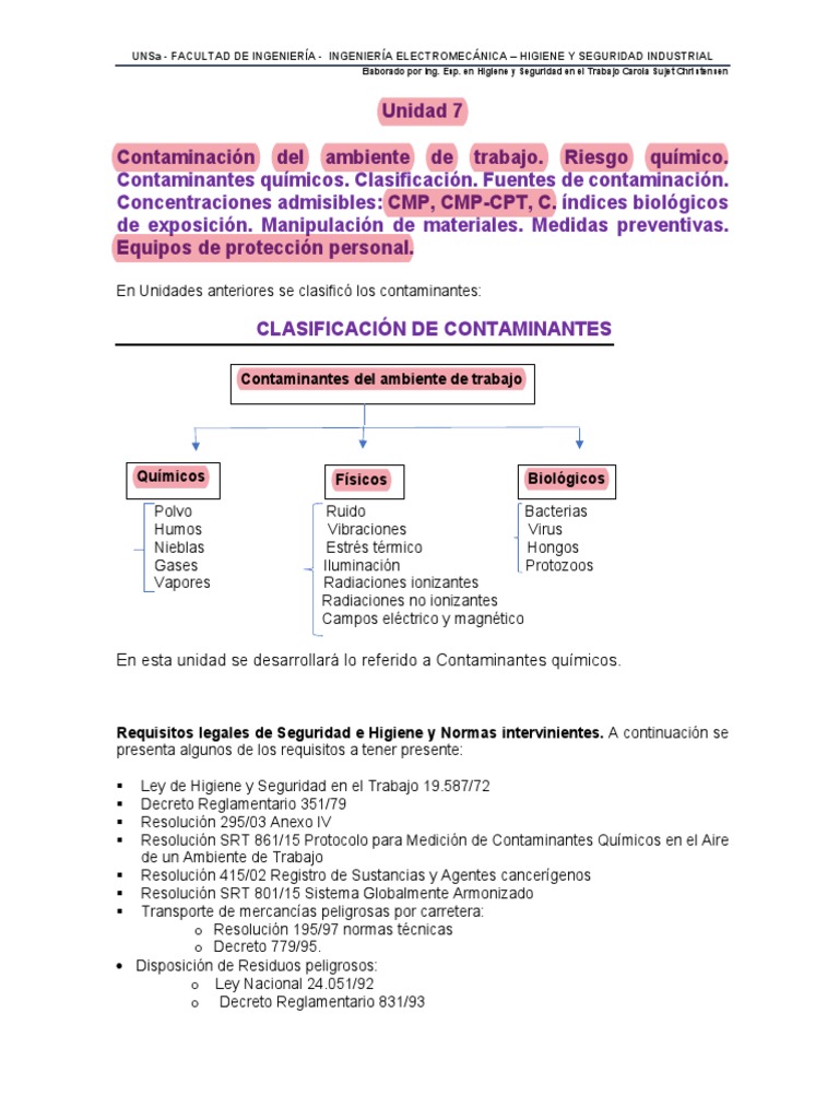 Unidad 7 HyST | PDF | Seguridad y salud ocupacional | Contaminación