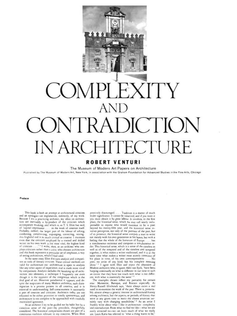 Robert Venturi - Complexity and Contradiction. (1966) | PDF