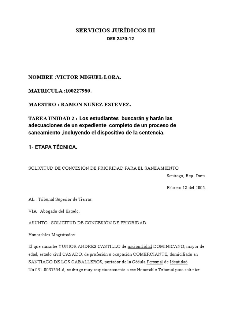 Servicios Jurídicos Iii Tarea Unidad 2 | PDF | Santiago | República ...