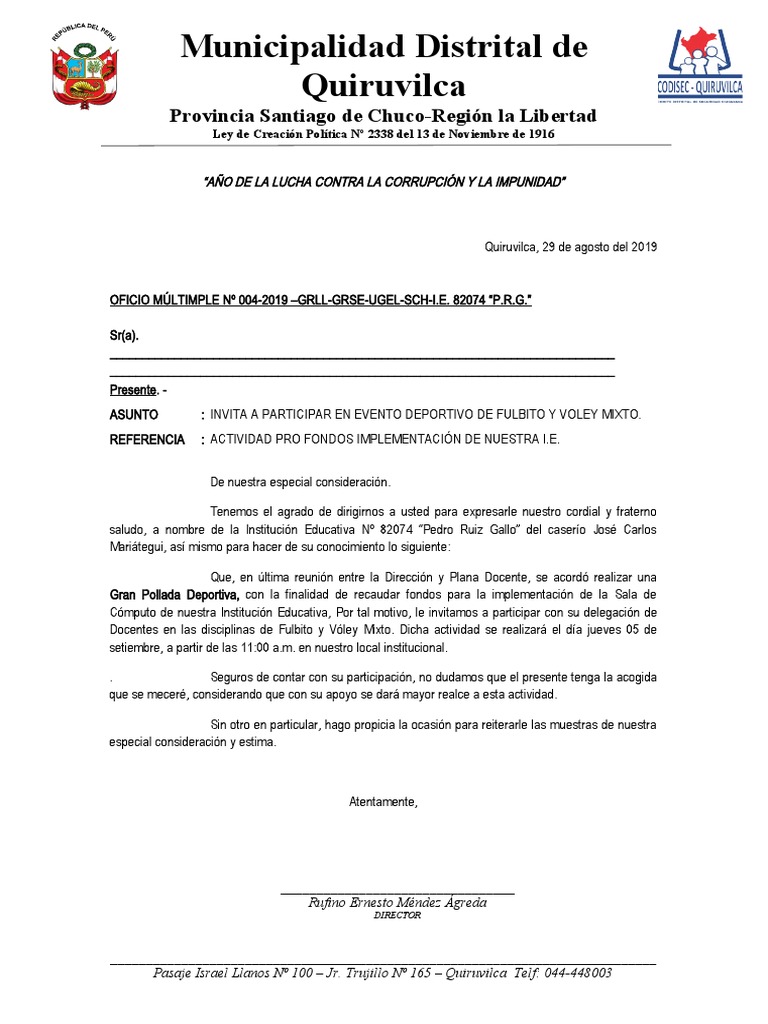 Oficio POLLADA | PDF