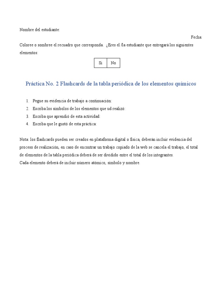Practica 2 Flashcards de La Tabla Periodica | PDF | Métodos y ...