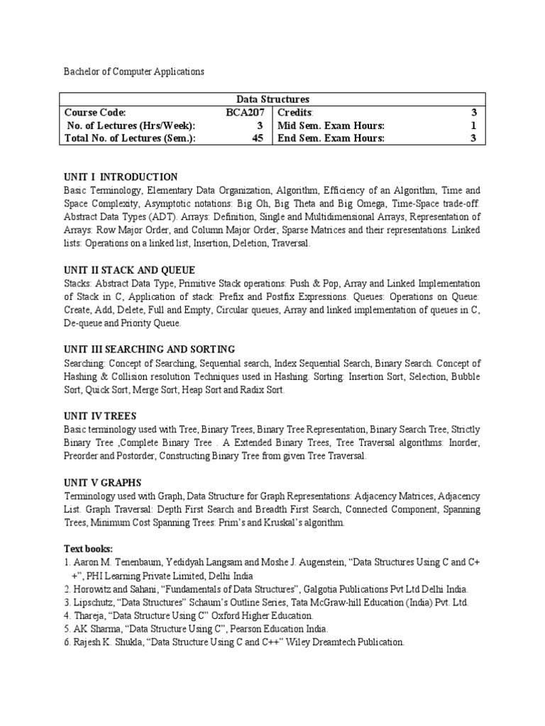 Data Structure Syllabus | PDF | Array Data Structure | Queue (Abstract Data Type)