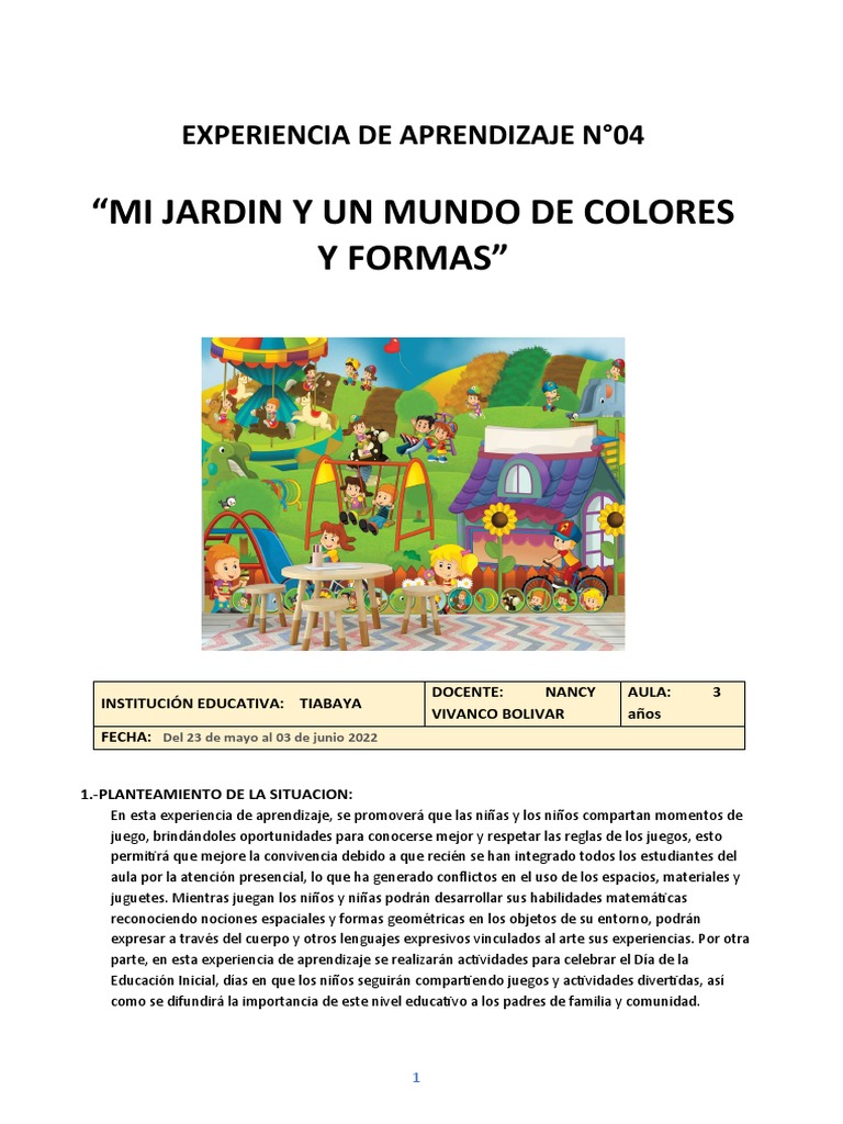 Actividades de Juego en el Jardín Infantil | PDF | Educación de la ...