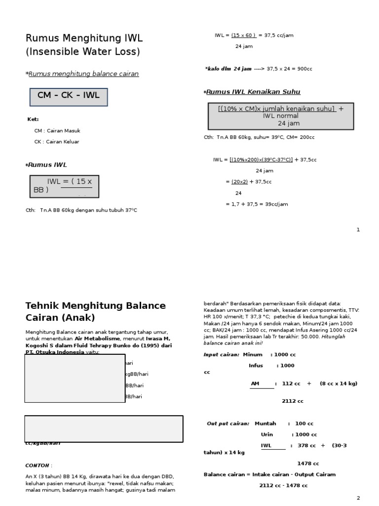 Rumus Menghitung IWL | PDF