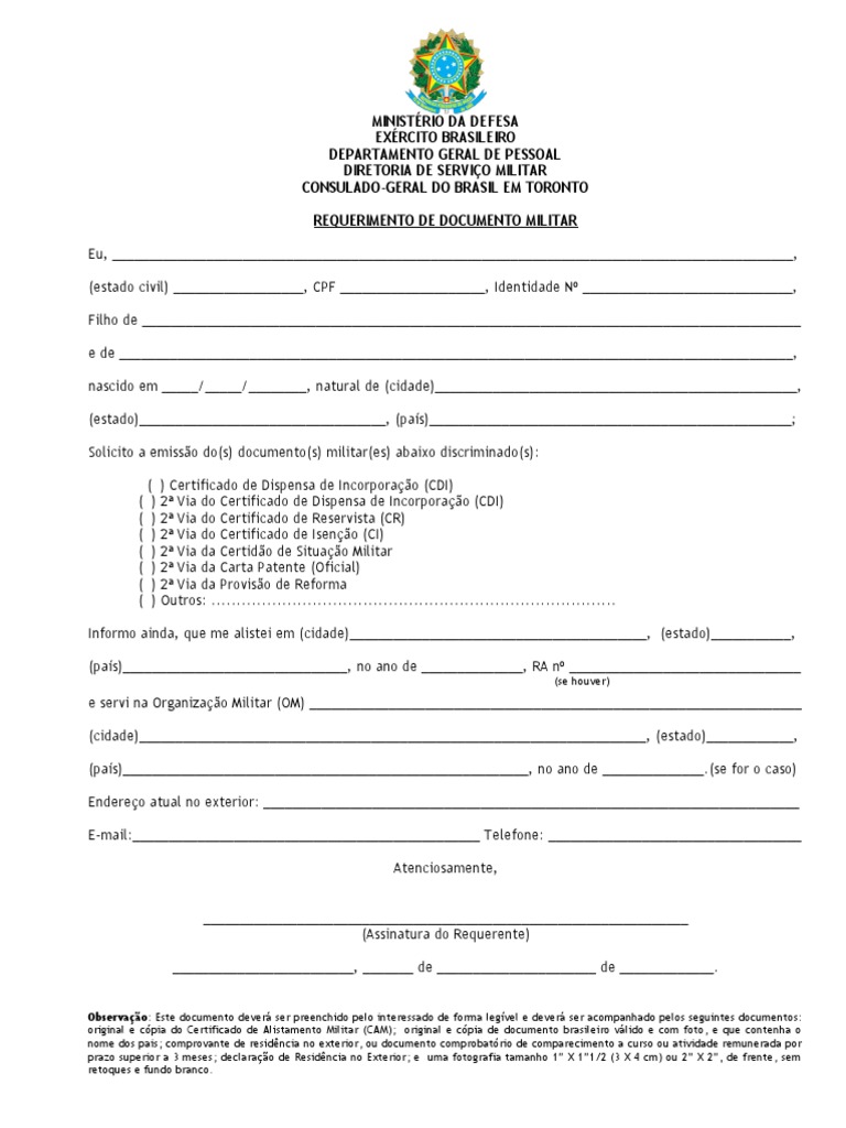 Formulário CDI militar | PDF