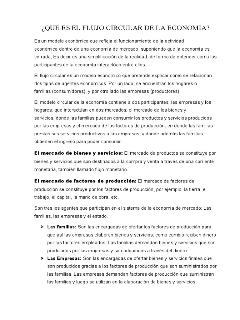 Que Es El Flujo Circular de La Economia-Microeconomia | PDF | Ahorro ...