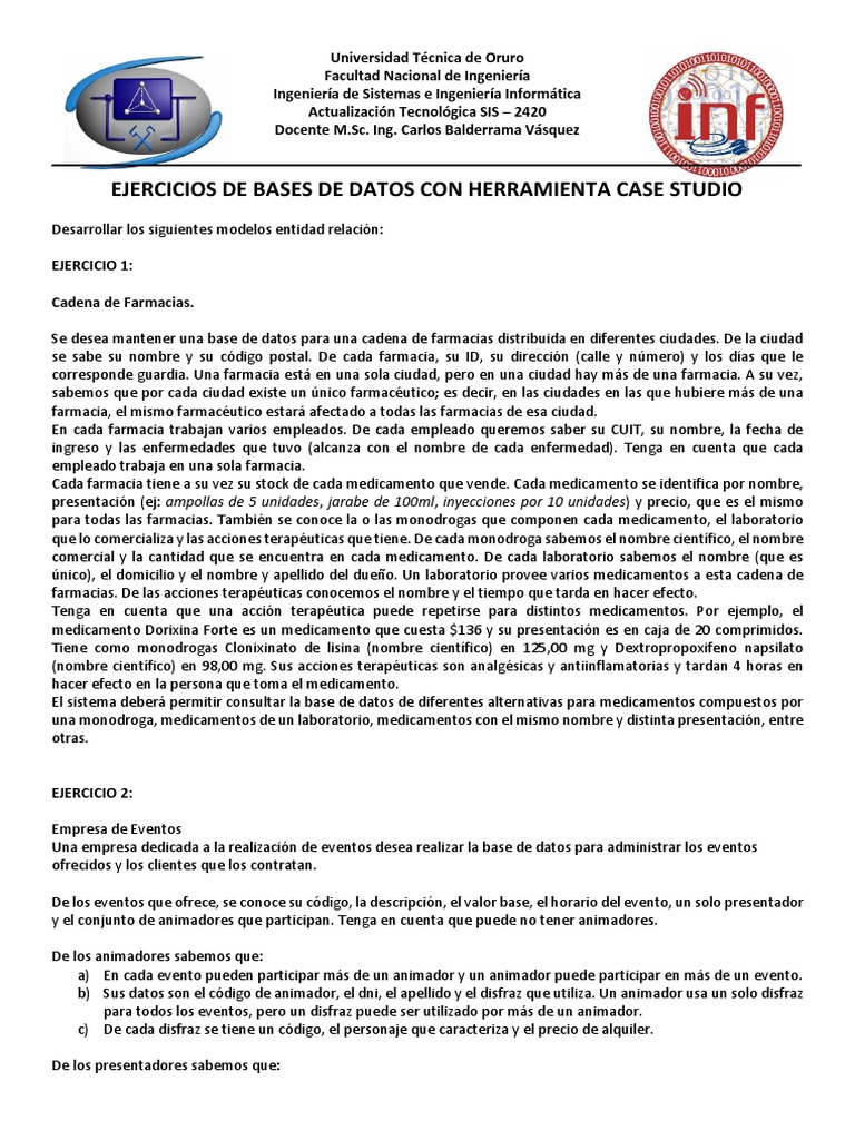 Ejercicios BD2 2-2022 | PDF | Farmacia | Medicamentos con receta