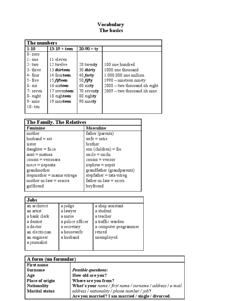 Elementary, Vocabulary | PDF