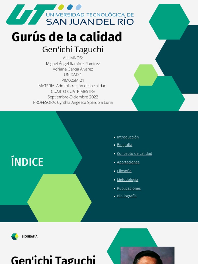 Presentación Genichi Taguchi | PDF | Calidad (comercial) | Diseño