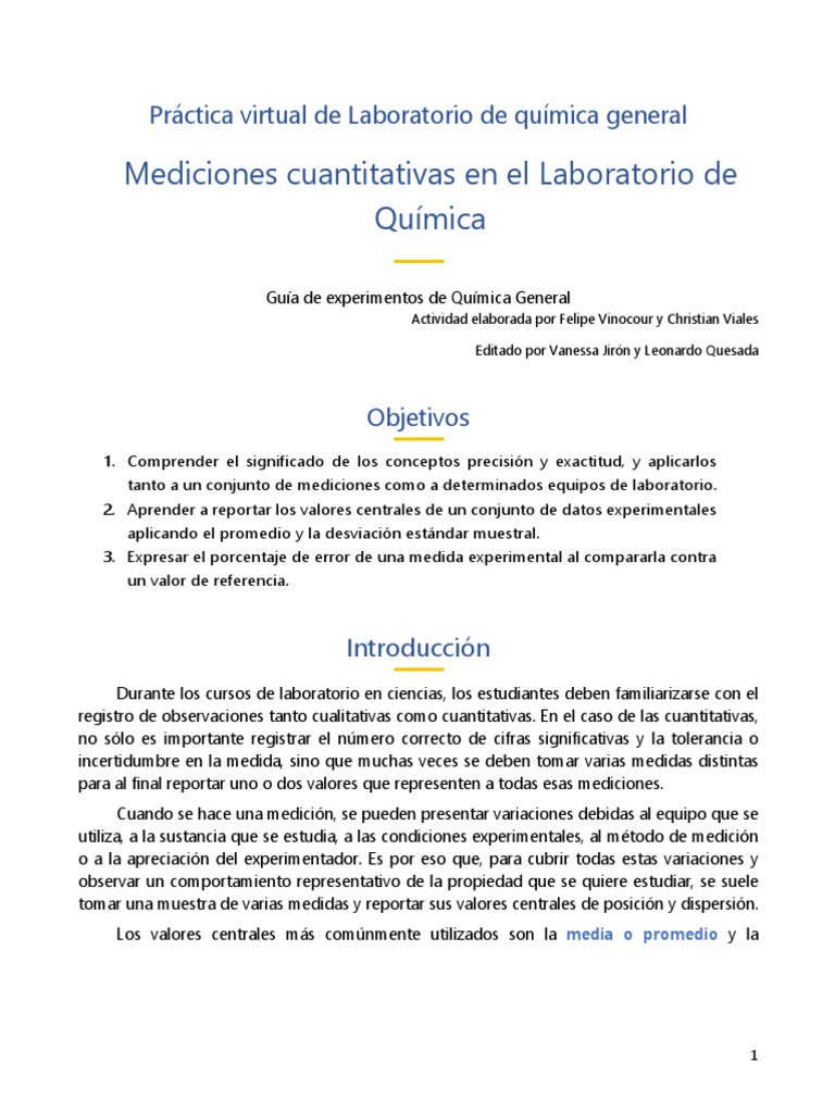 Medición y Análisis en Química General | PDF | Exactitud y precisión ...
