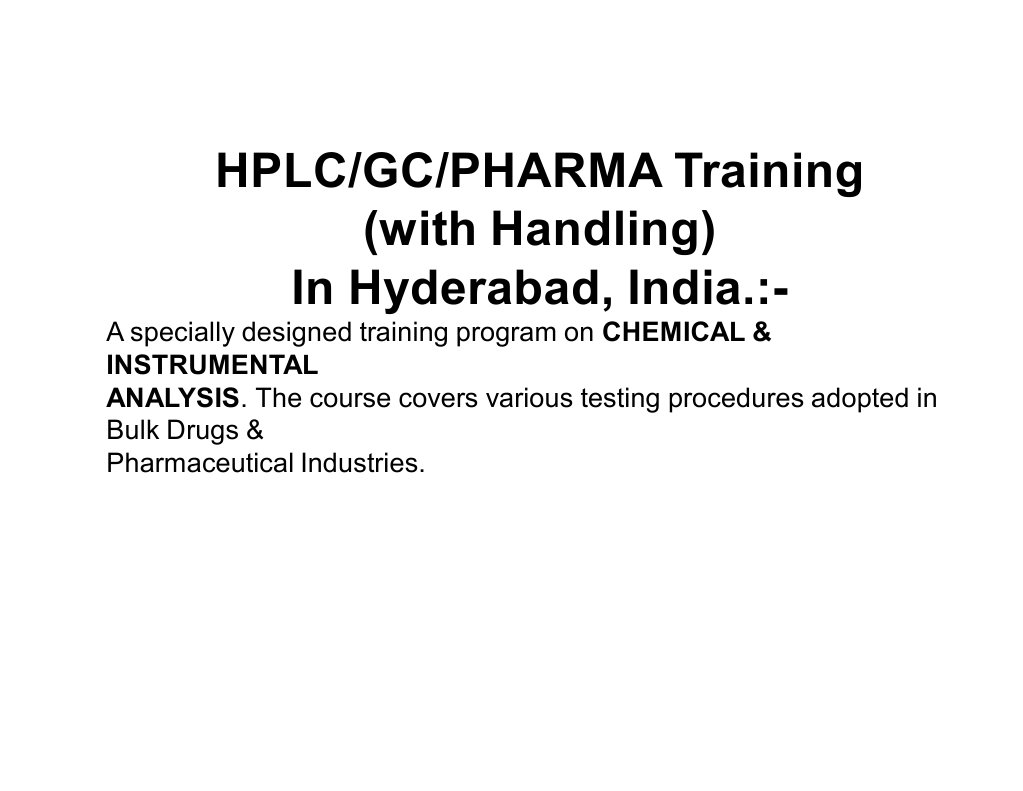 HPLC Training in Hyderabad, India | PDF | High Performance Liquid ...