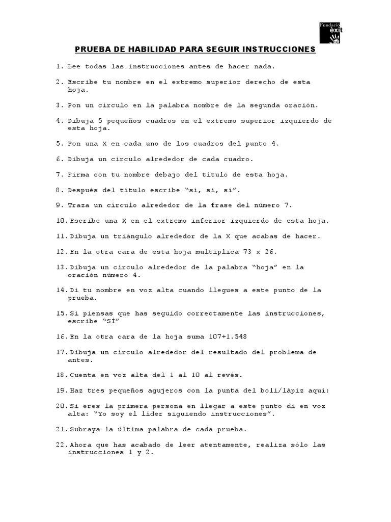 Actividad Seguimiento de Instrucciones | PDF