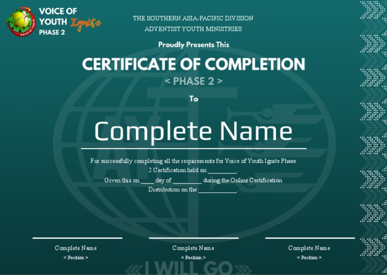 VOY Ignite Phase 2 Certificate Template | PDF