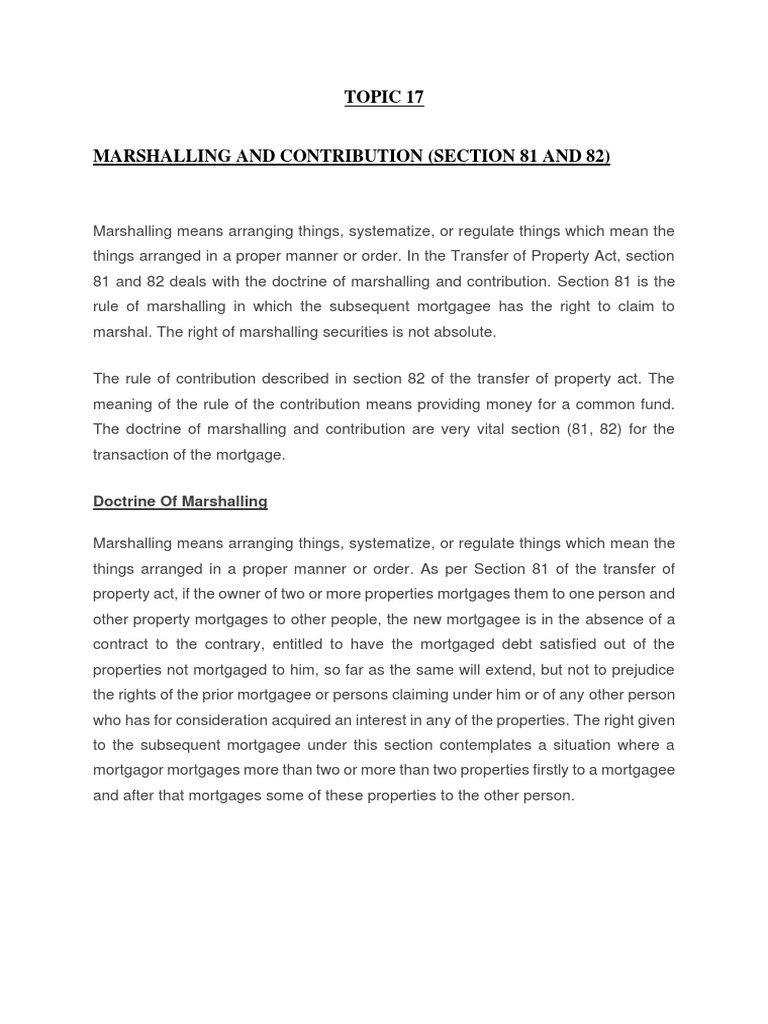 TOPIC 17 Section 81 and 82 of TPA | PDF | Mortgage Law | Property