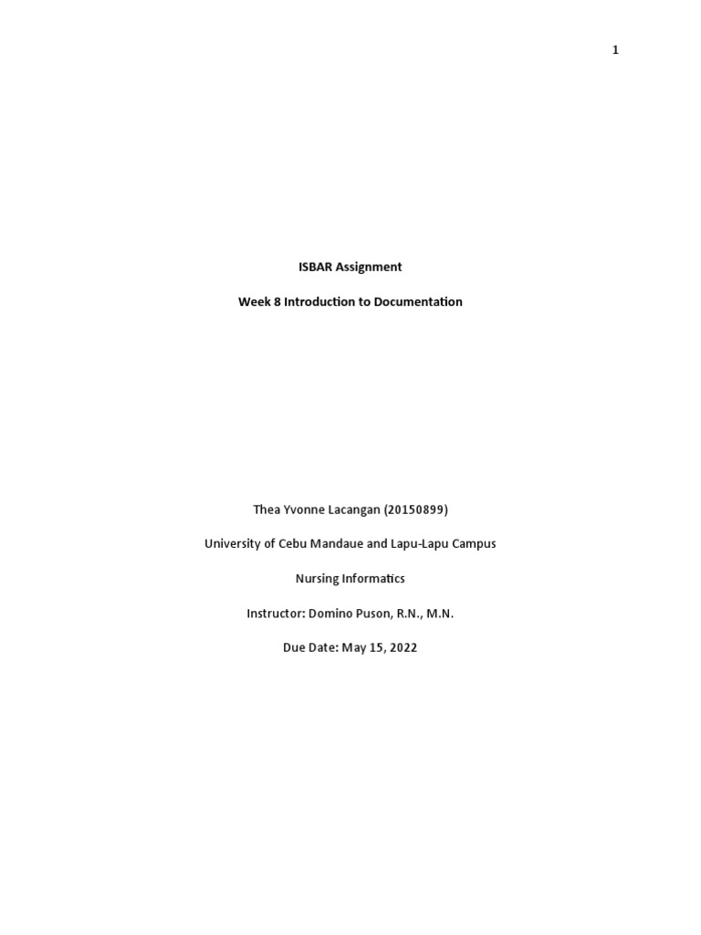 LACANGAN-Unit-8-Assignment-Part-1-_-ISBAR | PDF | Pneumonia | Heart Rate