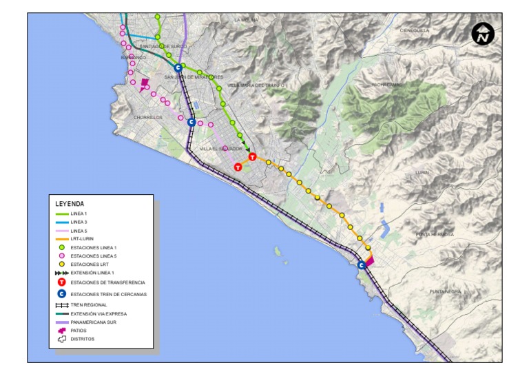Mapa Vial Lurin | PDF | Tránsito rápido | Transporte ferroviario eléctrico