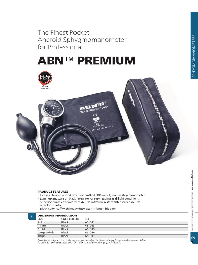 Brosur ABN PREMIUM Aneroid Sphygmomanometer | PDF